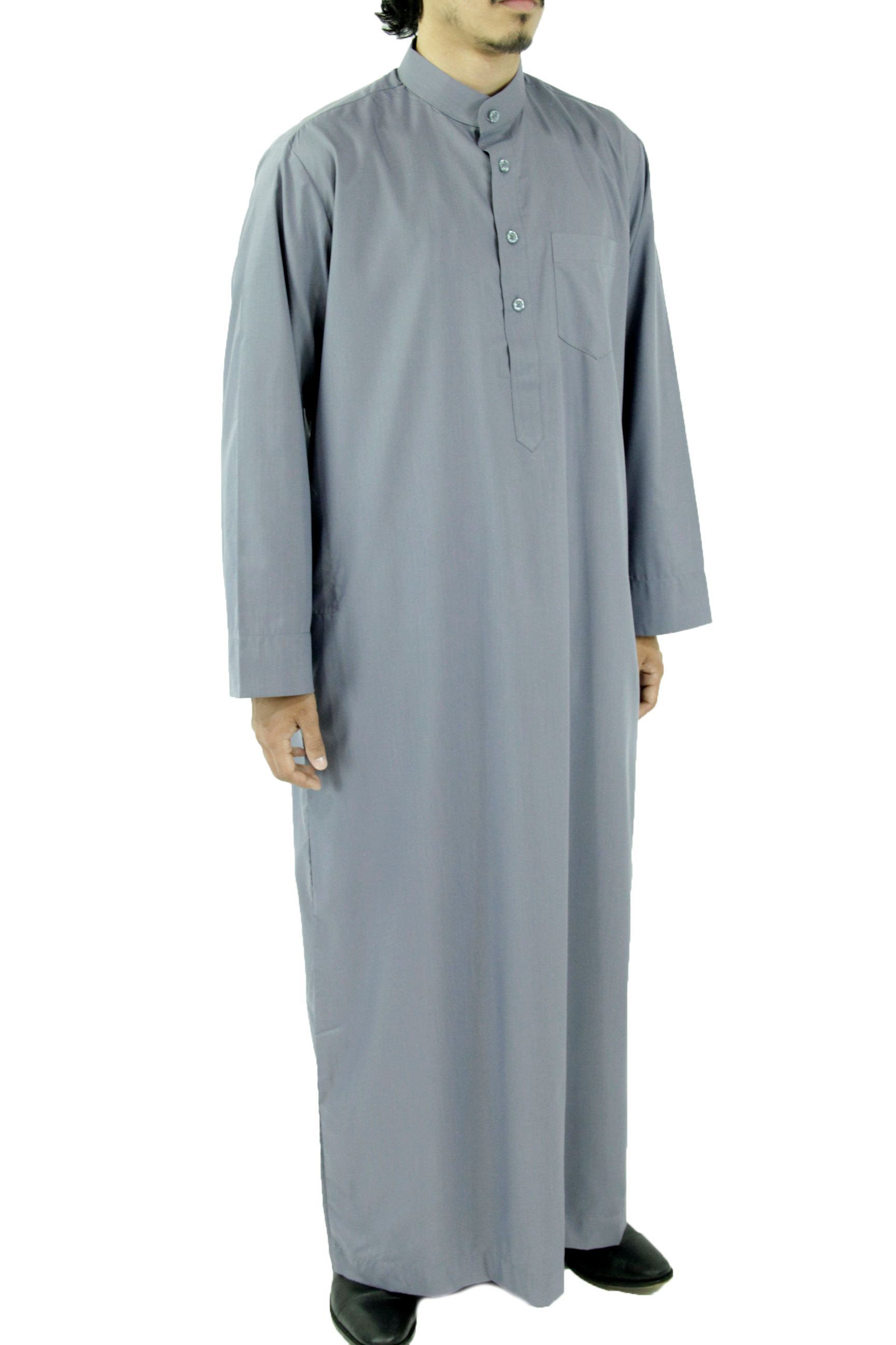Hijaz Light Gray Men's Formal Arabian Cotton Thobe With Pockets - MT120