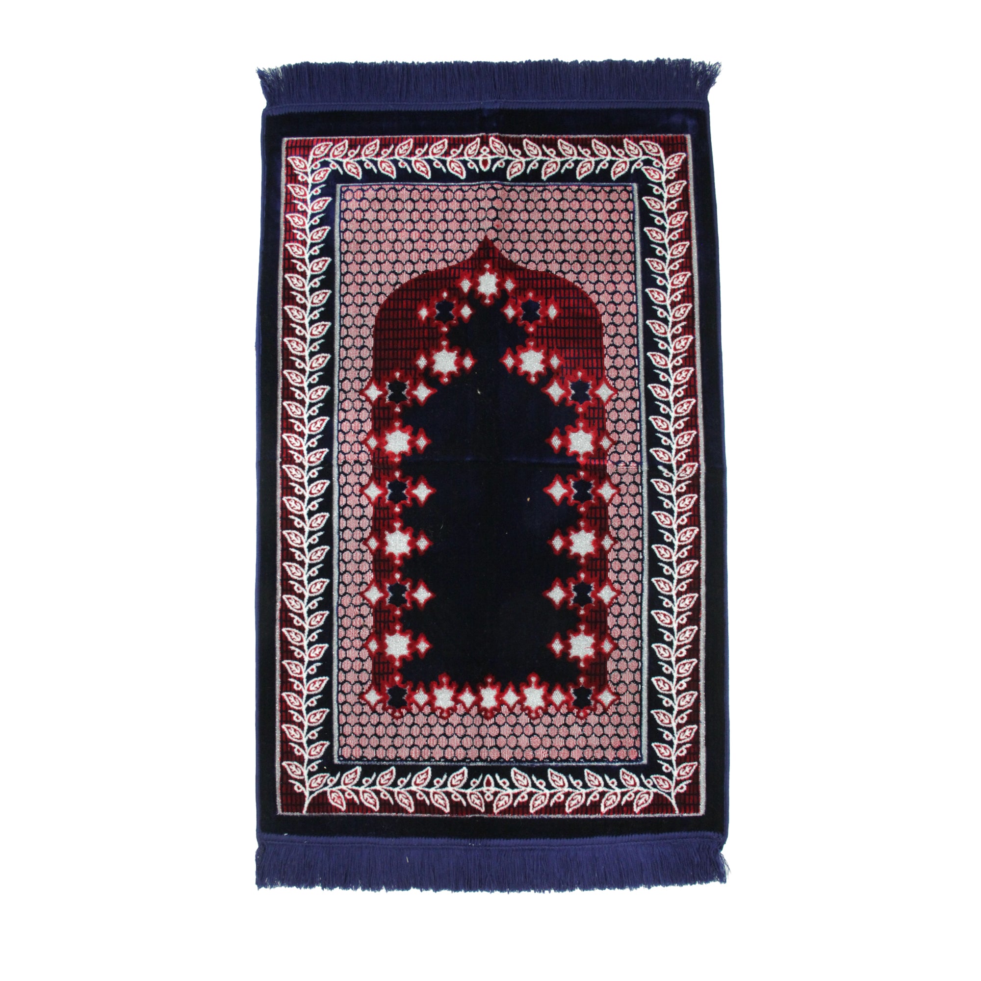 Premium Blue Red Turkish Soft Velour Prayer Rug Sajada Mat Janamaz With ...