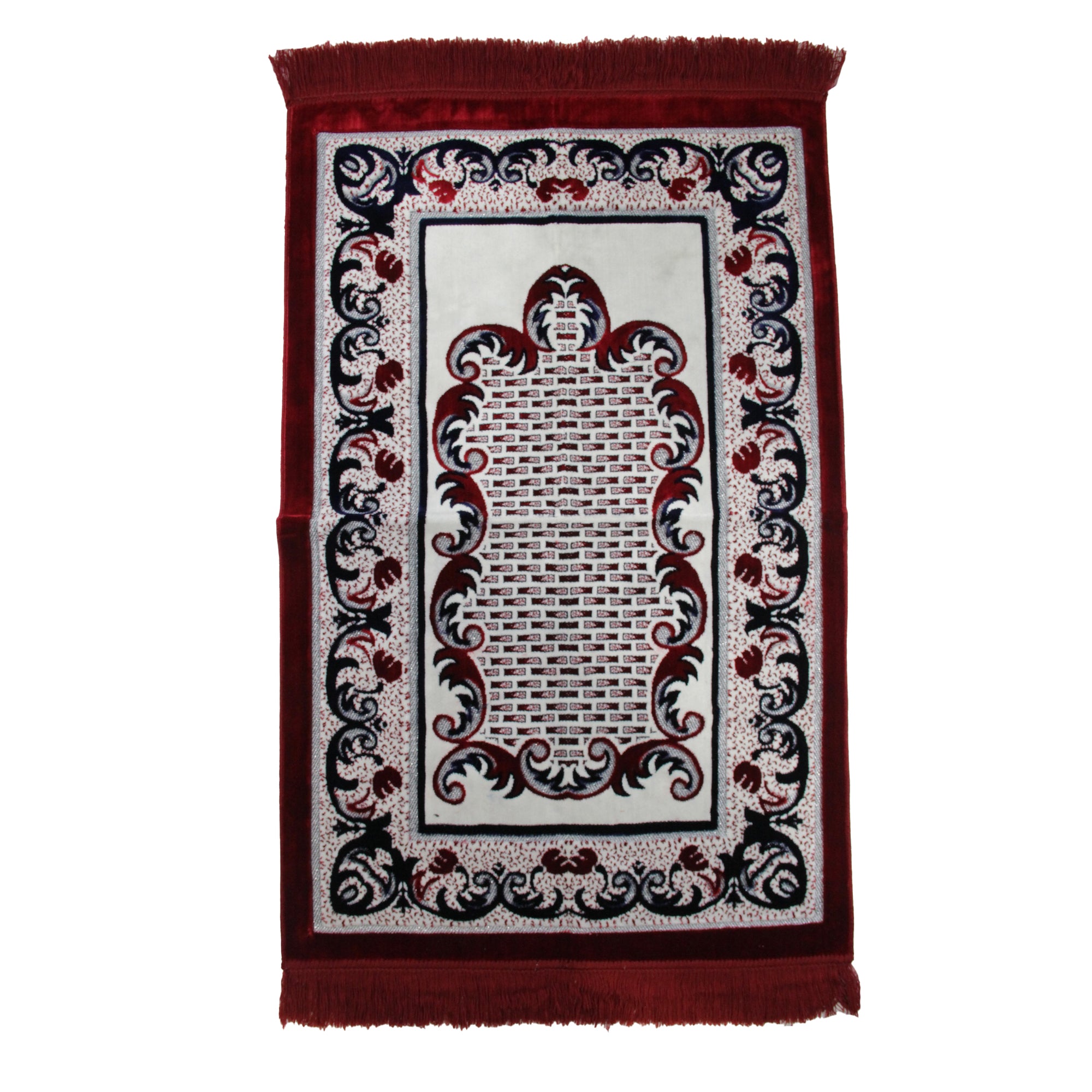 Premium Oriental Red Turkish Soft Velour Ornate Prayer Rug Sajada Mat ...