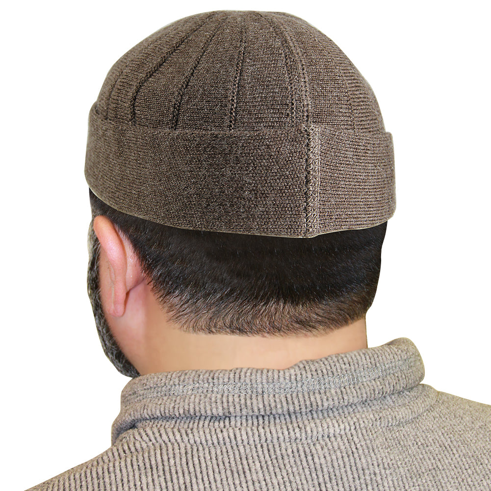 Brown Muslim Men's Prayer Kufi Hat Beanie - KH390